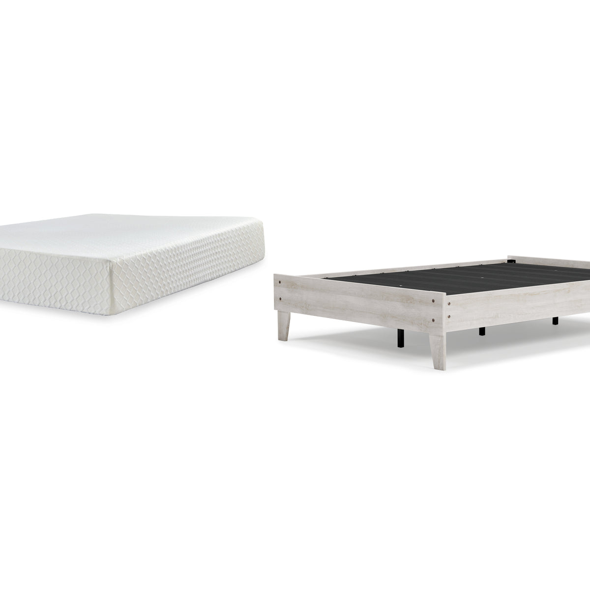 Shawburn Full Platform Bed with Mattress in Whitewash – Luna Furniture
