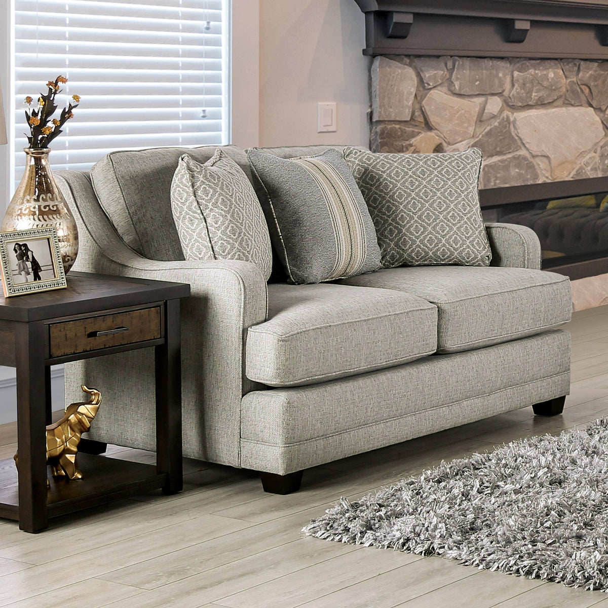 Stephney Gold/Gray Loveseat – Luna Furniture