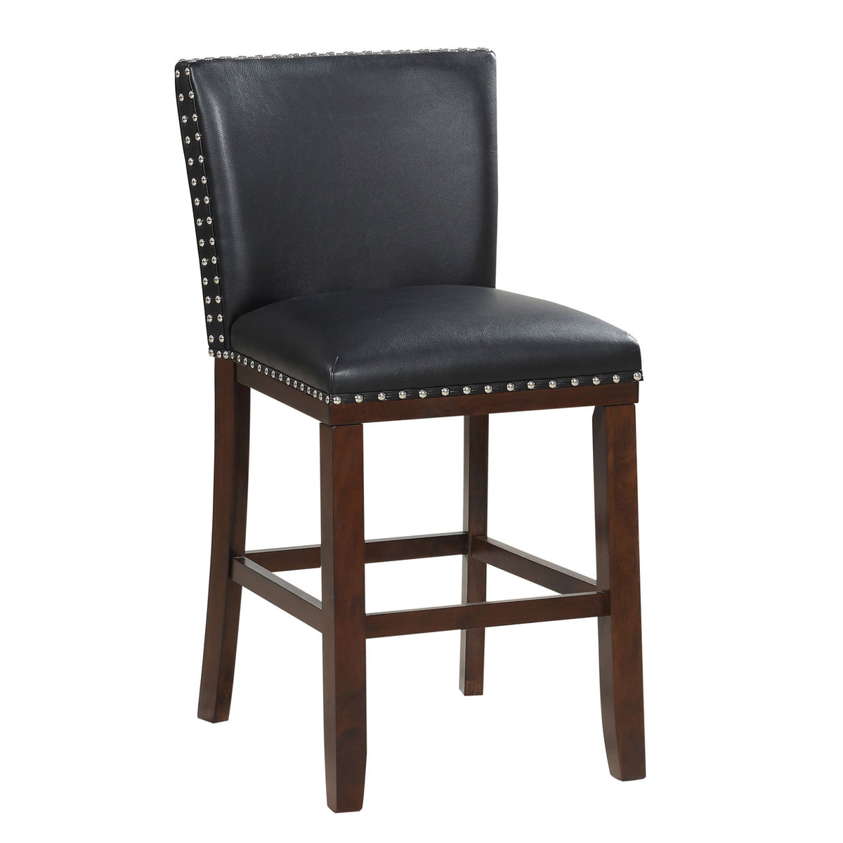 Tiffany 24″ Counter Stool, Black Vegan Leather, Set of 2 – Luna Furniture