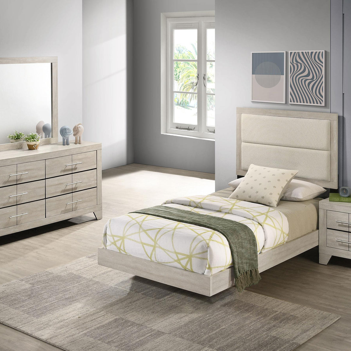 Trenton Rustic Cream 4-Piece Twin Bedroom Set – Luna Furniture