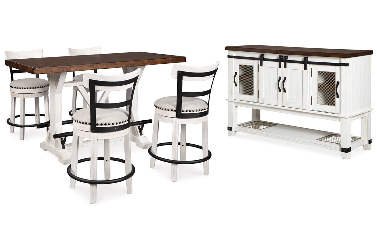Ashley Valebeck White/Brown Counter Height Dining Table, 4 Barstools ...