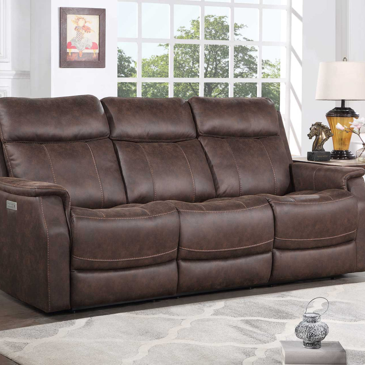 Steve Silver Valencia Walnut Dual-Power Reclining Sofa – Luna Furniture