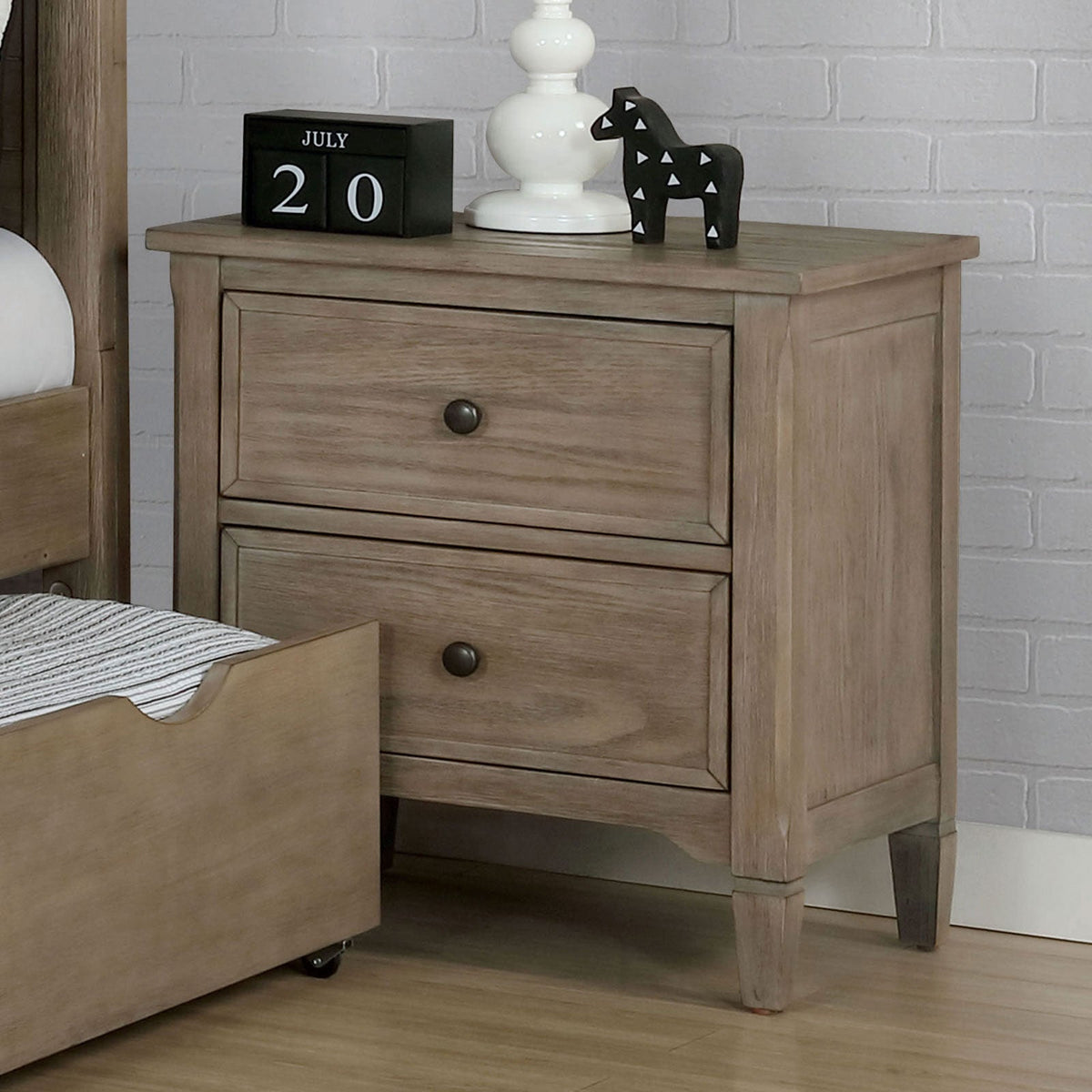 Vevey Wire-Brushed Warm Gray Night Stand – Luna Furniture