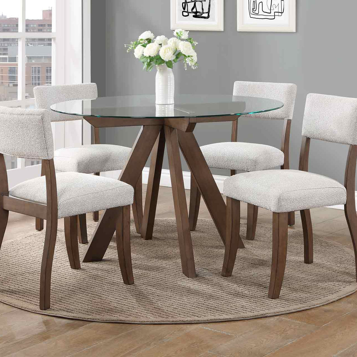 Wade Mocha Glass Top Dining Room Set – Luna Furniture