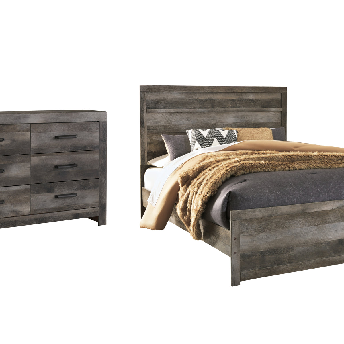Ashley Wynnlow Queen Panel Bed with Dresser in Gray – Luna Furniture