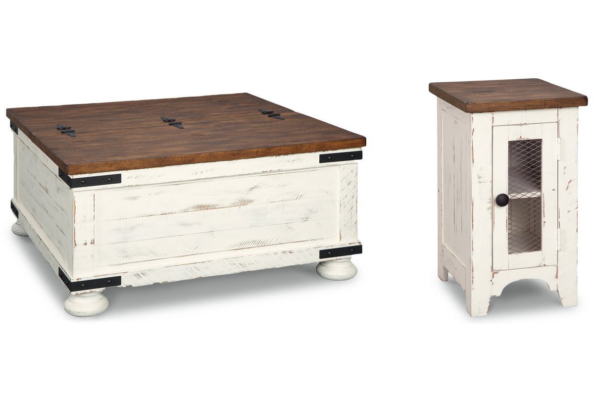 Wystfield White/Brown Coffee Table and Chairside End Table – Luna Furniture