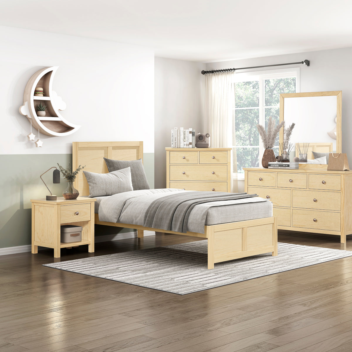 Bartly Natural Platform Youth Bedroom Set – Luna Furniture