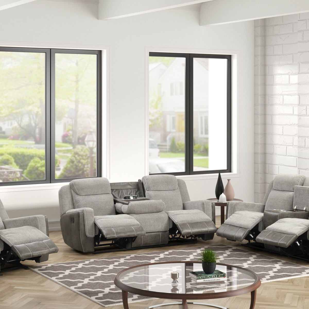 Lisa Gray 3-Piece Reclining Set – Luna Furniture