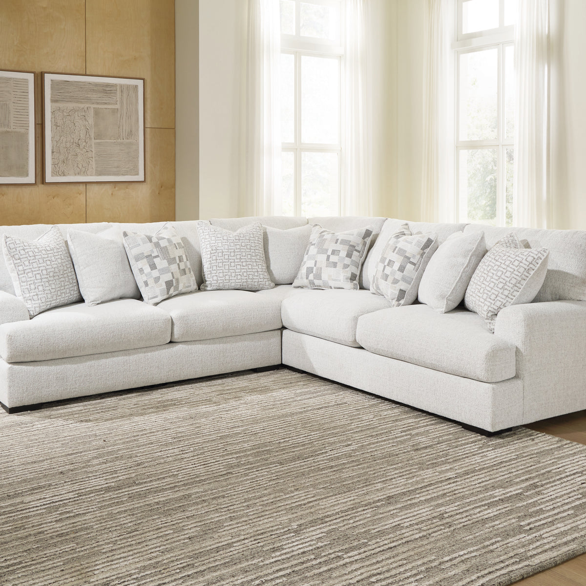 Ashley Furniture Misty-Lakes Chalk 3-Piece Sectional – Luna Furniture