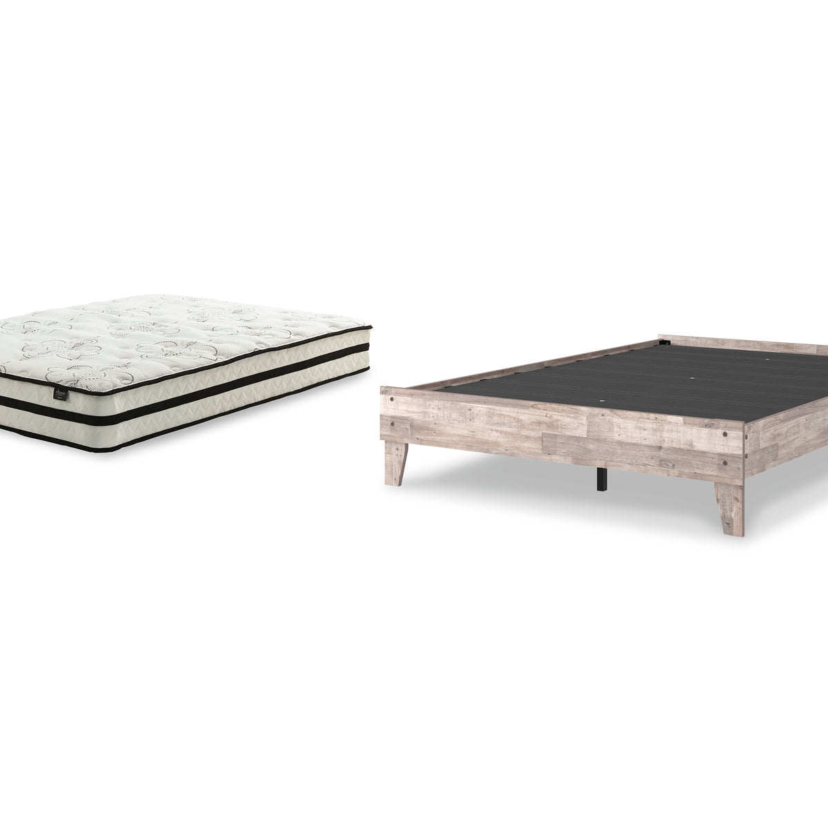 Neilsville Queen Platform Bed with Mattress in Whitewash – Luna Furniture