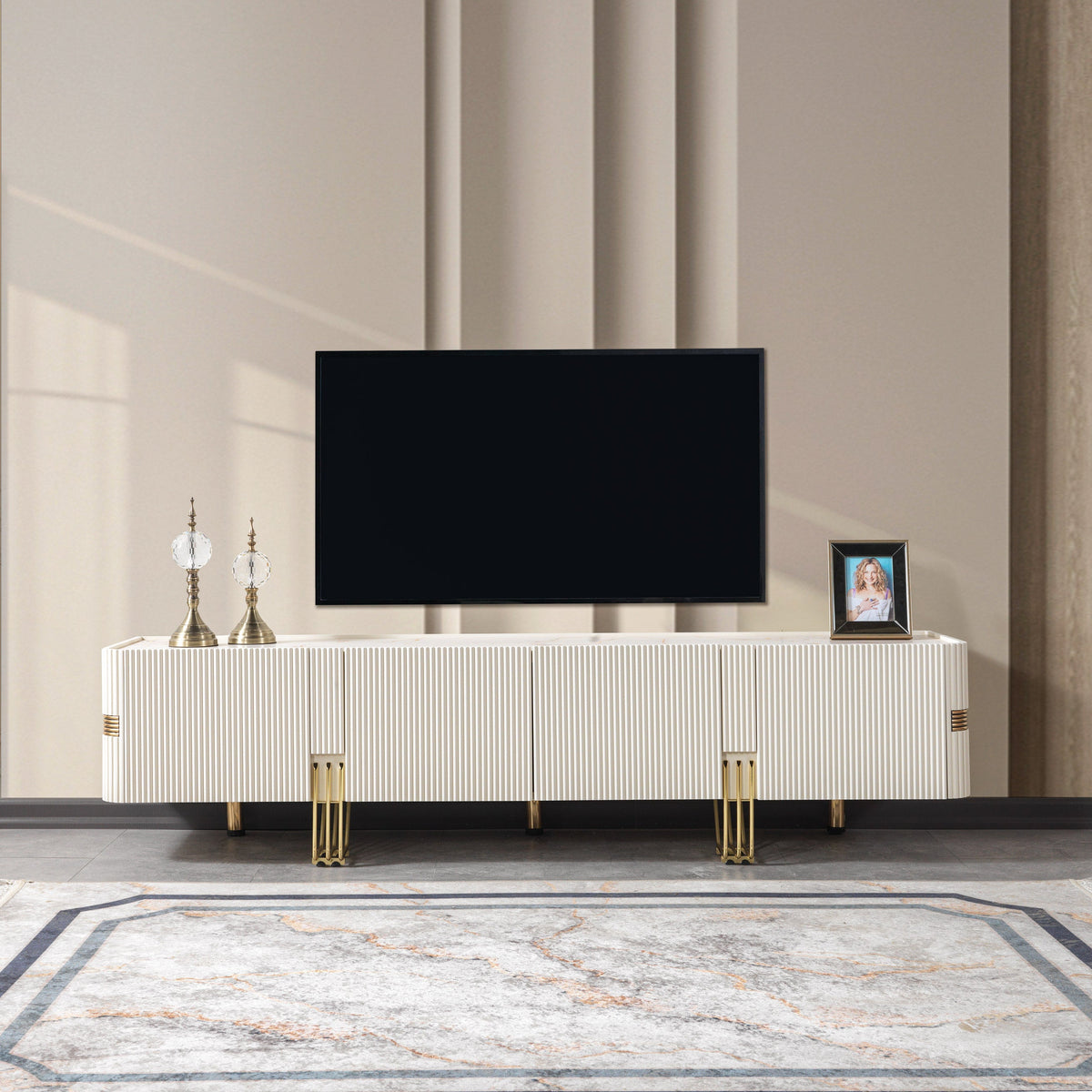Santana Ivory TV Stand – Luna Furniture
