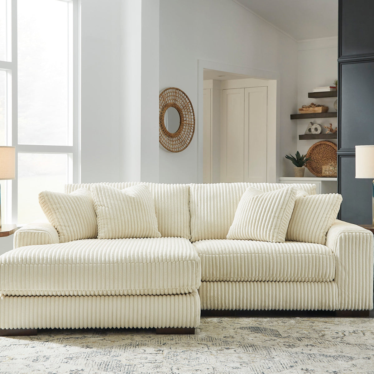 Lindyn Ivory 2-Piece LAF Chaise Sectional – Luna Furniture