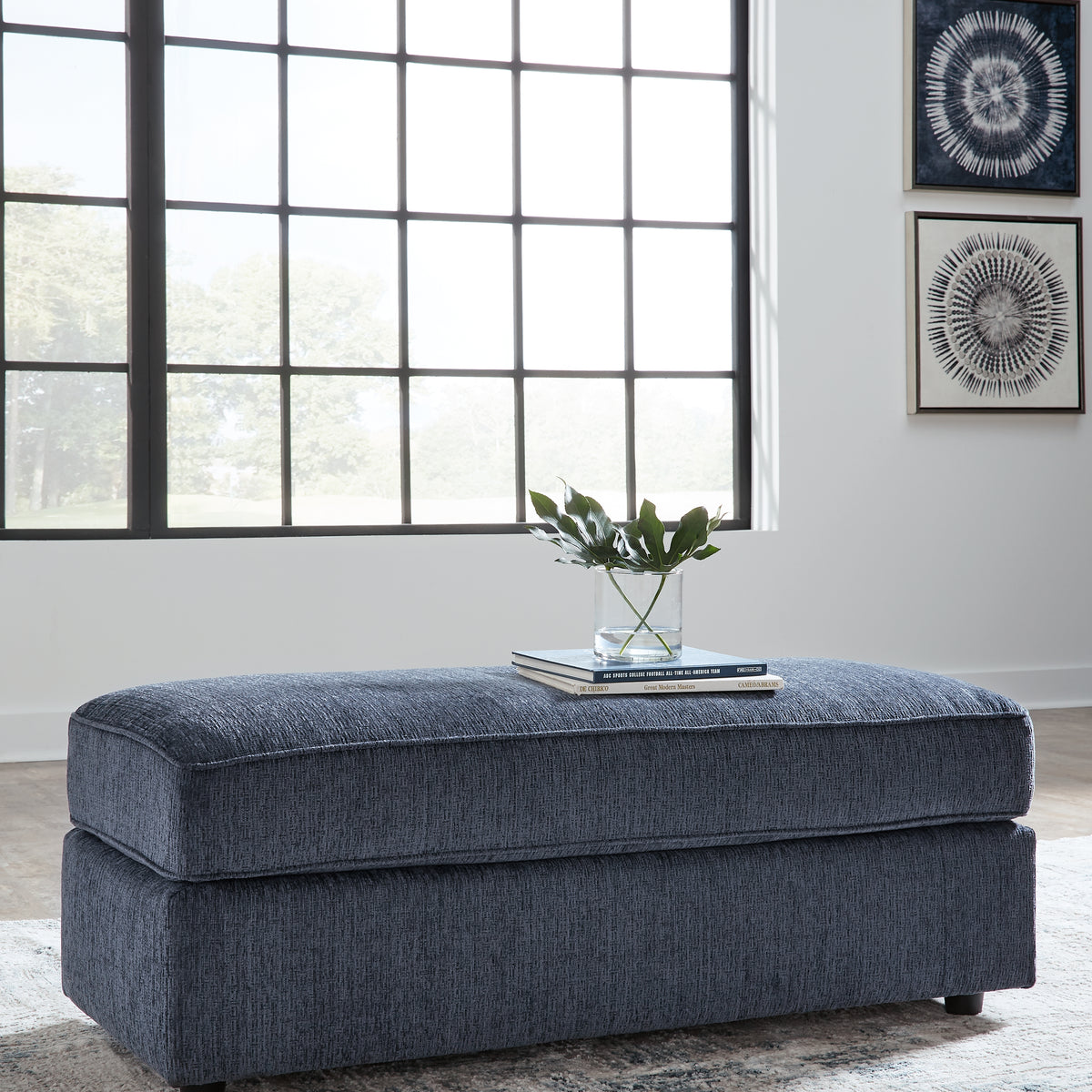 Albar Place Cobalt Oversized Accent Ottoman - Luna Furniture
