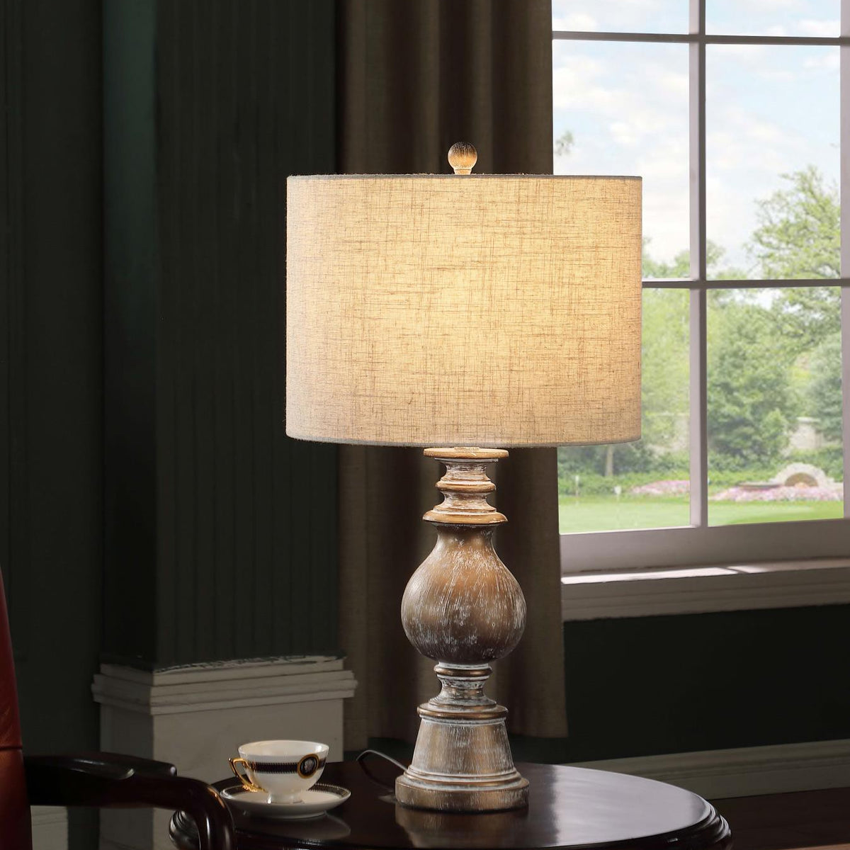 Coaster Brie Drum Shade Table Lamp Oatmeal and Antique Gold - Luna ...