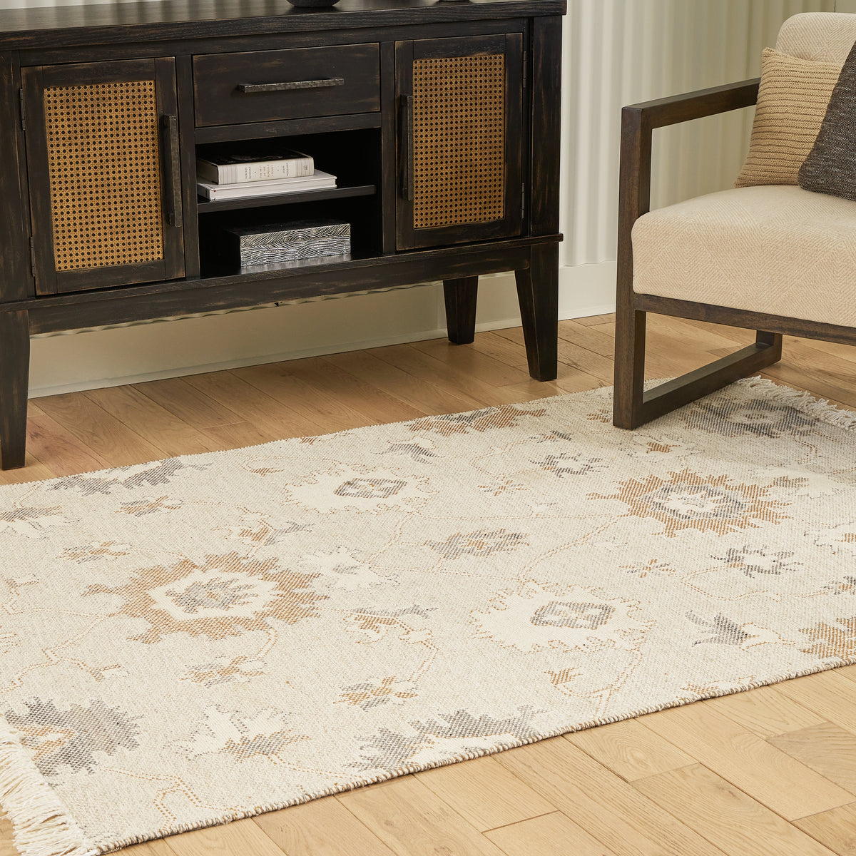 Calkin Linen/Gray/Caramel 5' x 7' Rug - Luna Furniture