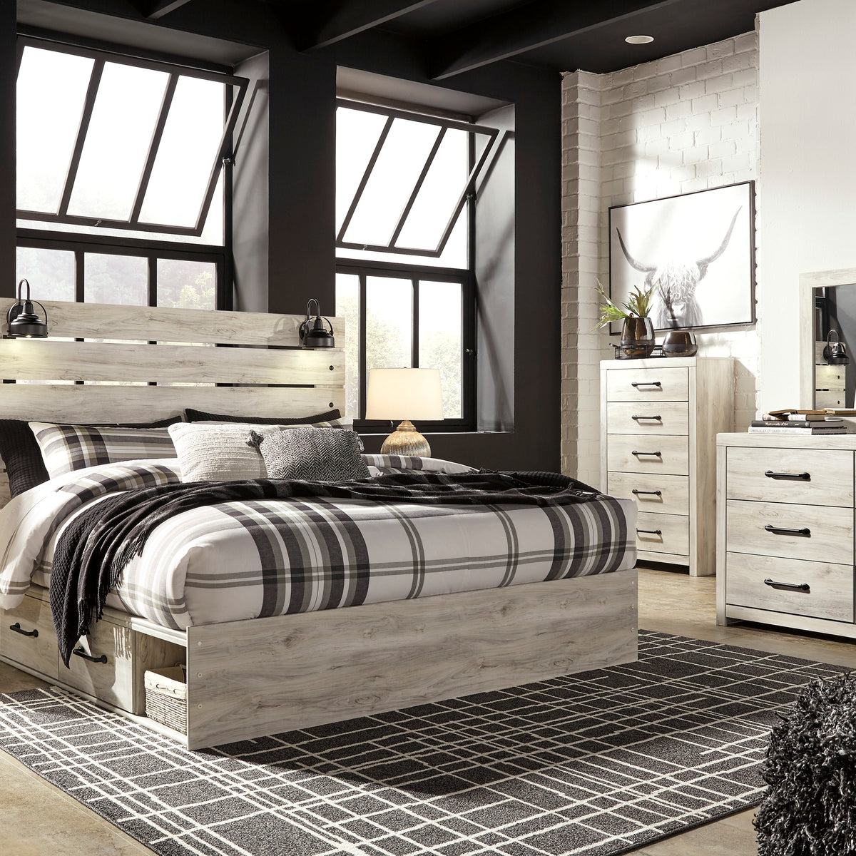 Cambeck Whitewash Side Storage Platform Bedroom Set - Luna Furniture