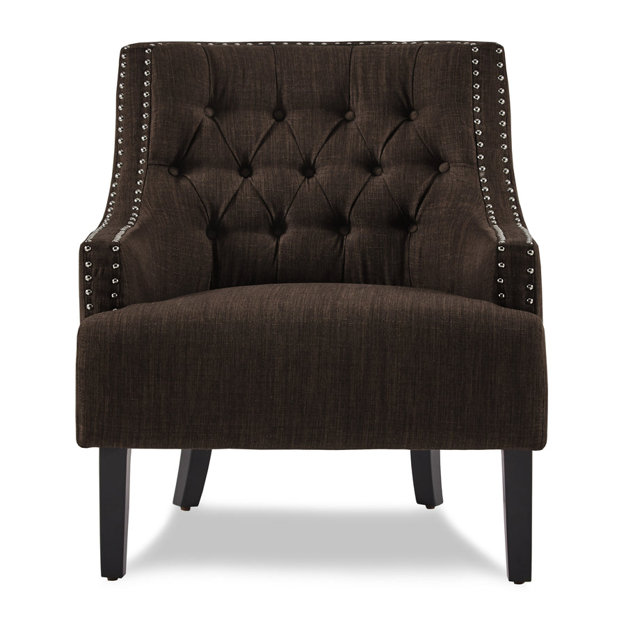 Charisma Chocolate Accent Chair – Nailhead Trim & Chocolate Fabric ...