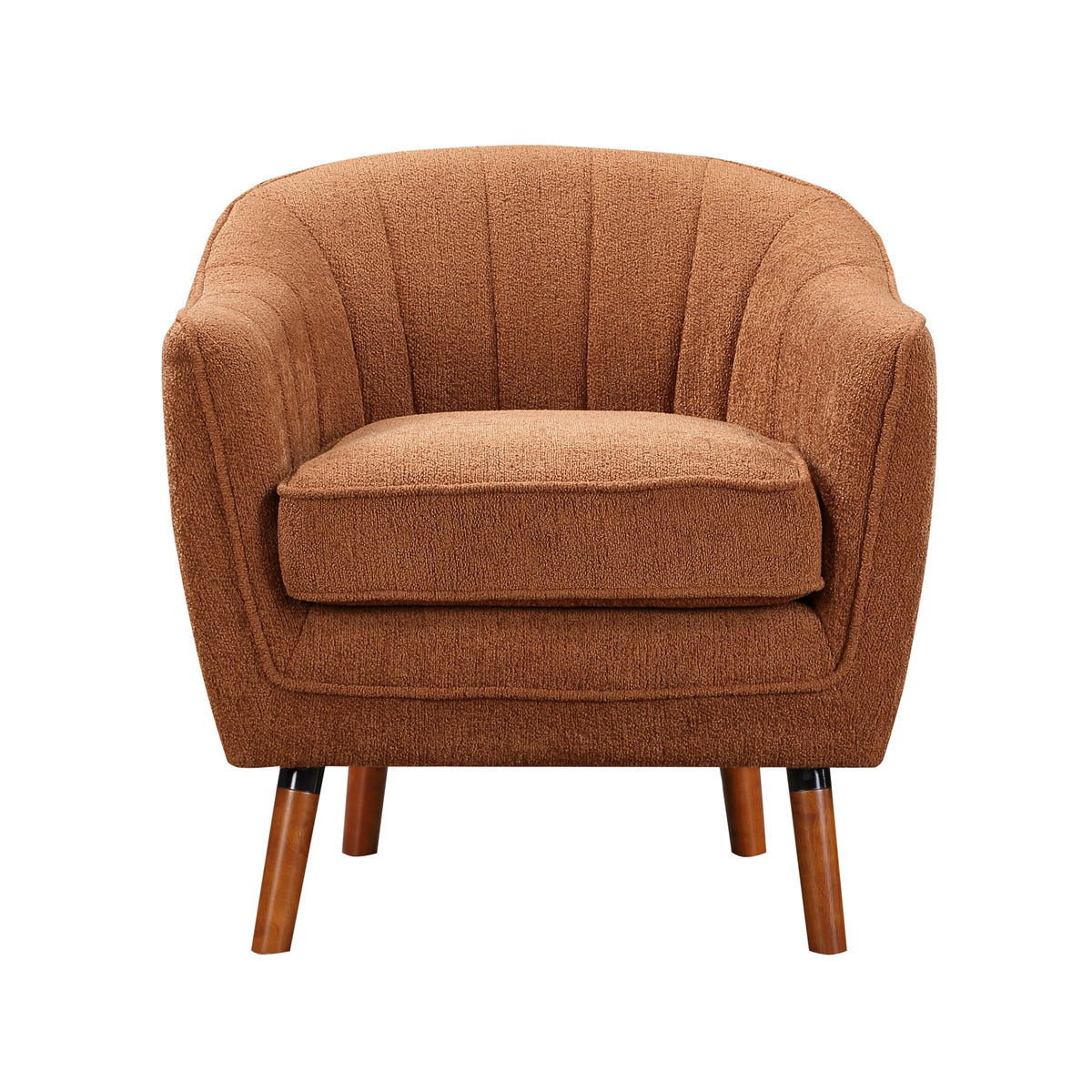 Cutler Brown/Rust Accent Chair – Mid-Century Modern Channel Tufting ...
