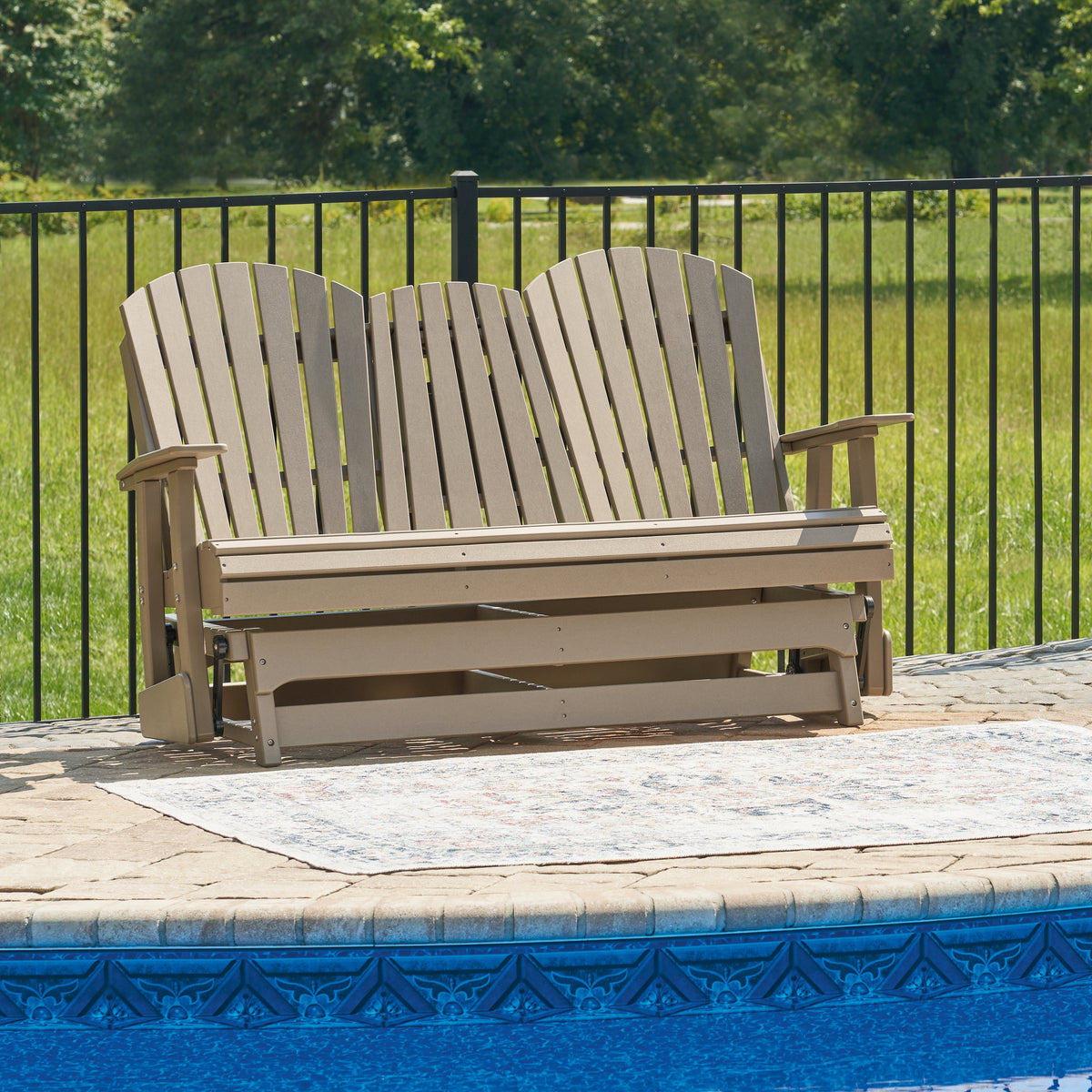 Ashley Hyland wave Driftwood Outdoor Glider Loveseat - Luna Furniture