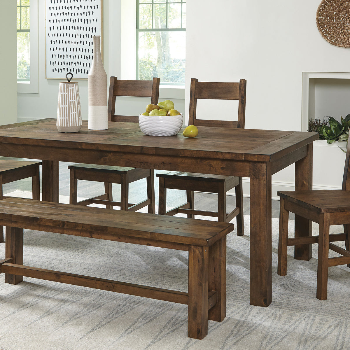 Jerrick Burnished Brown 79" Dining Set – Luna Furniture