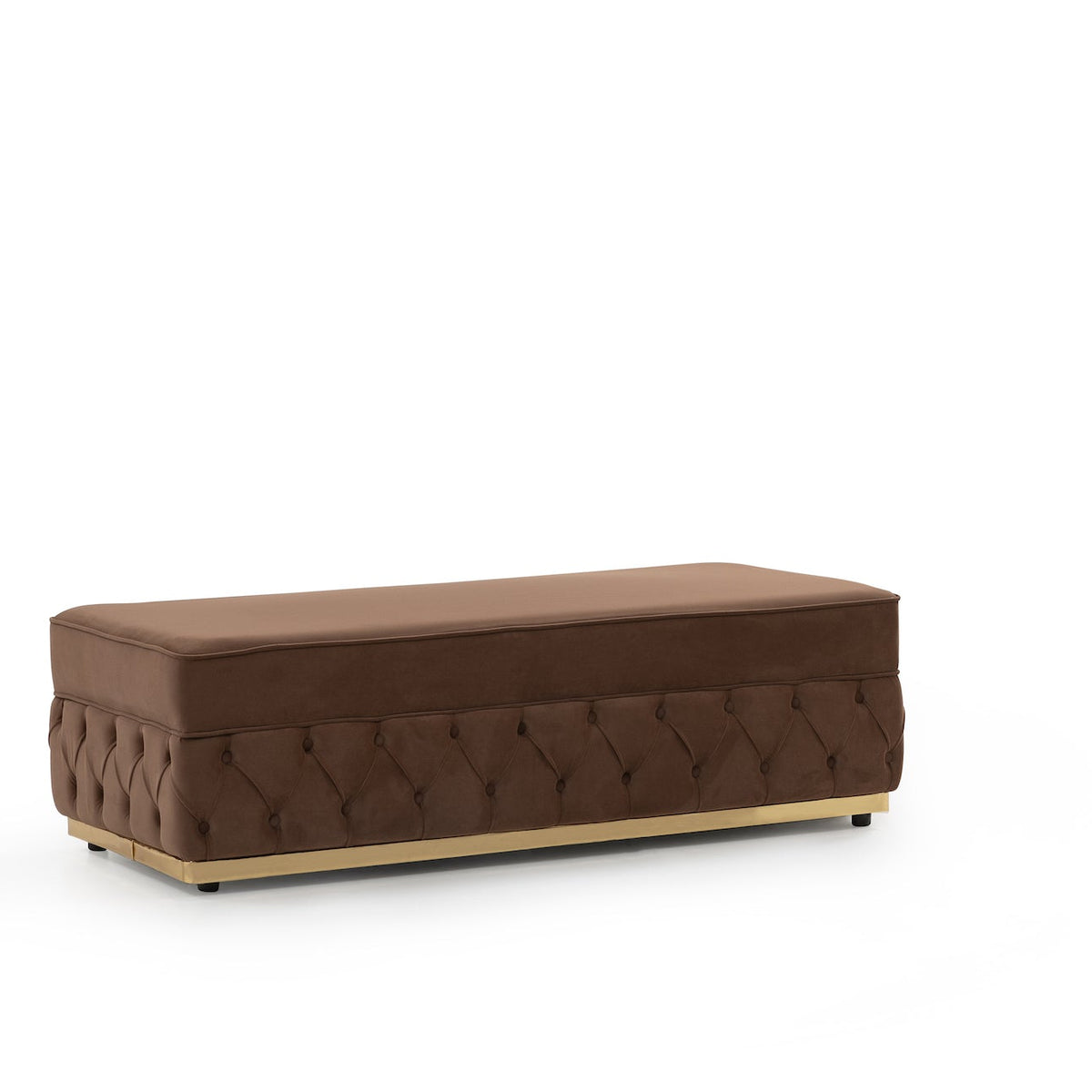 Jester Mocha Velvet Rectangle Ottoman - Luna Furniture