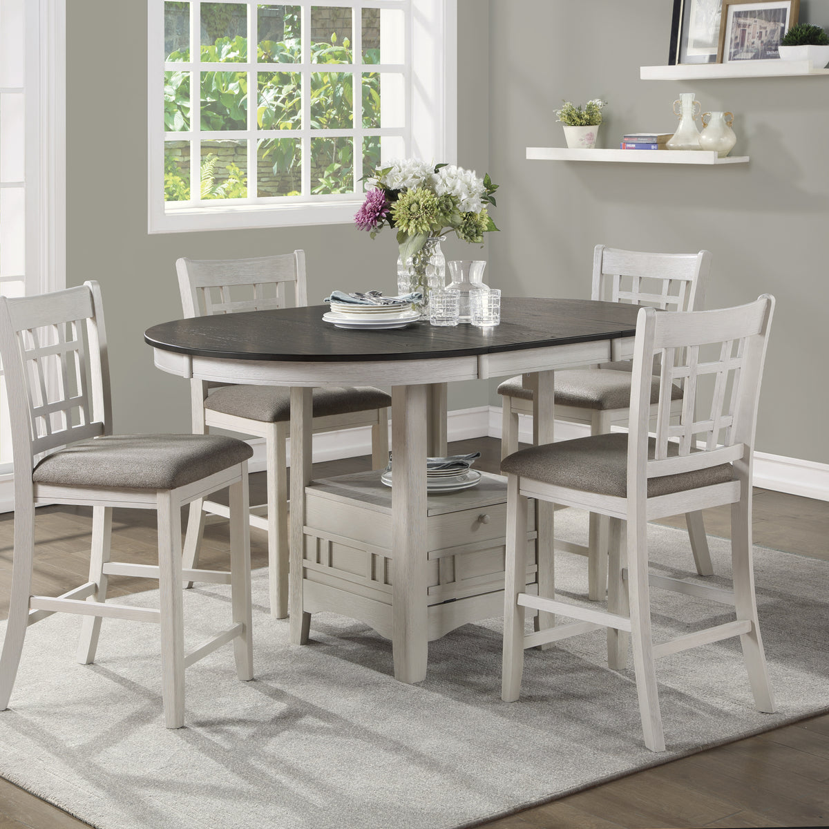Junipero White Extendable Counter Height Set – Luna Furniture