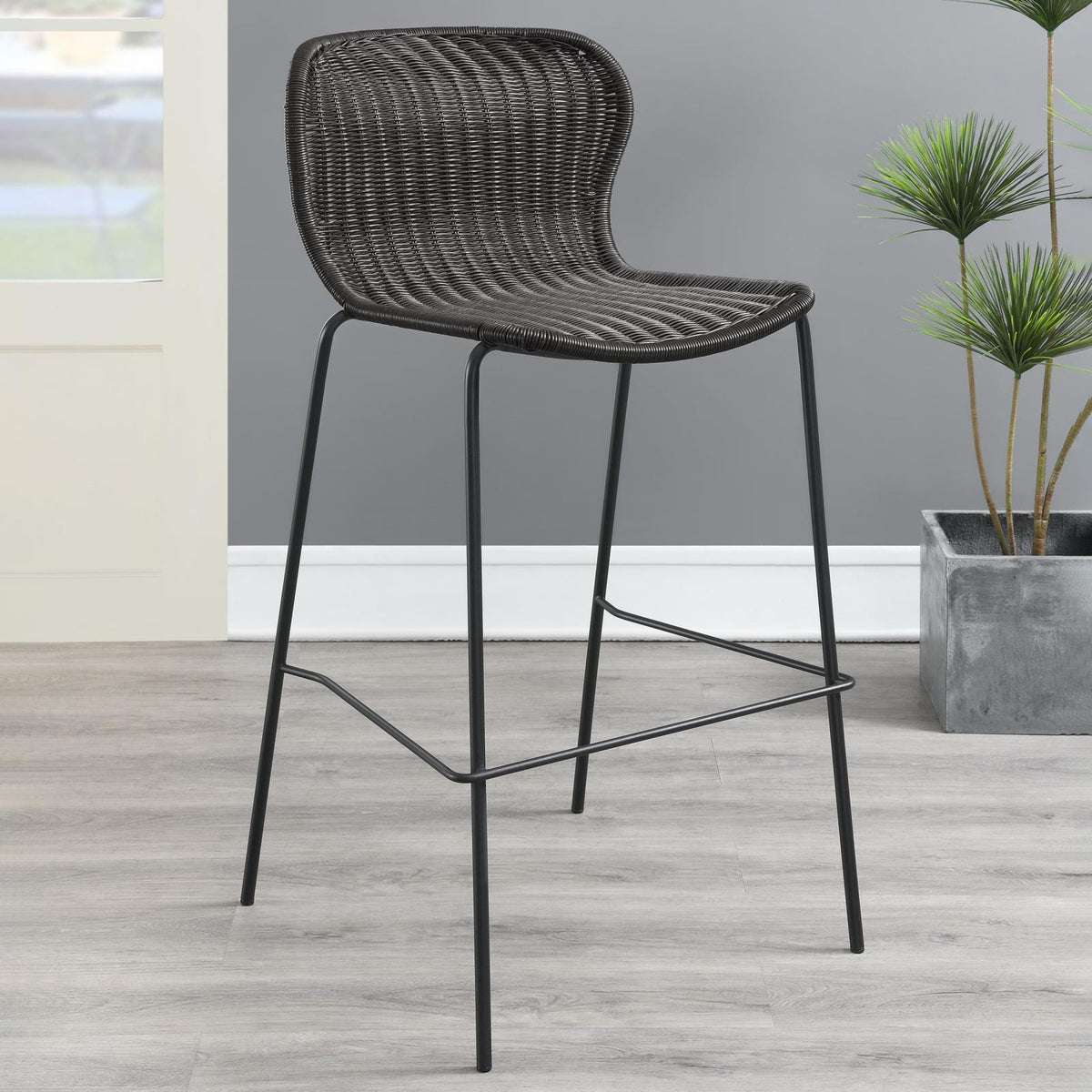 McKinley Upholstered Bar Stools with Footrest (Set of 2) Brown and ...