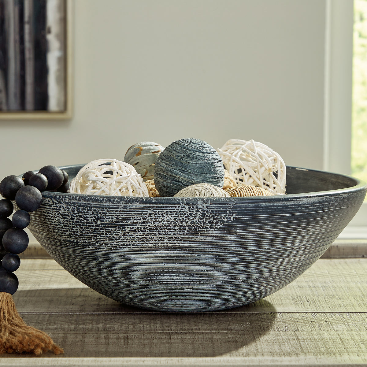 Meadie Distressed Blue Bowl - Luna Furniture