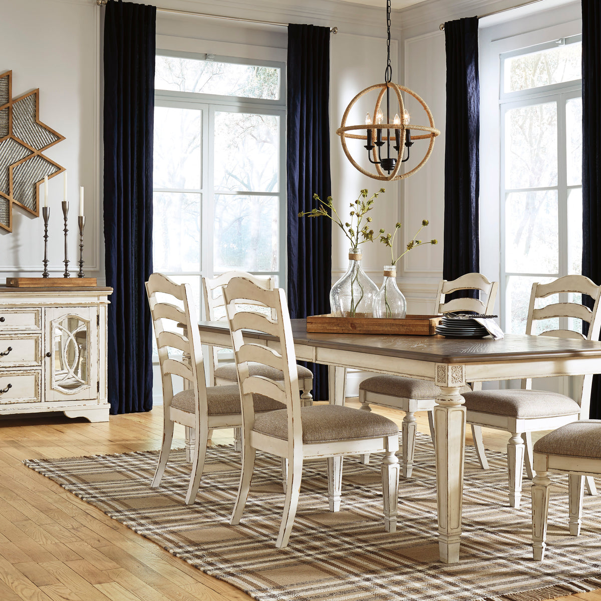 Realyn Chipped White Rectangular Dining Room Set - Luna Furniture