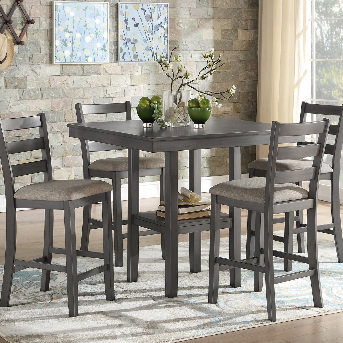 Sharon Gray 5-Piece Counter Height Set – Luna Furniture