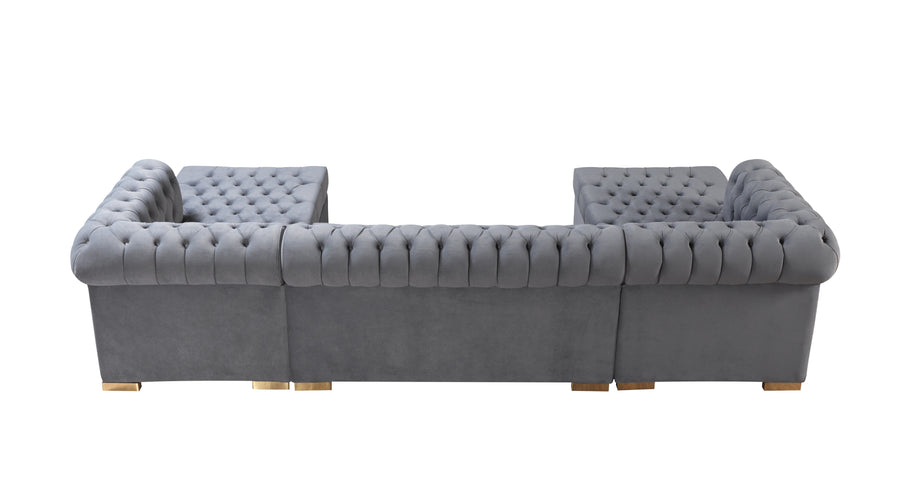 Lauren Gray Velvet Double Chaise Sectional - Luna Furniture