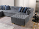 Lauren Gray Velvet Double Chaise Sectional - Luna Furniture