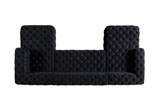 Neva Black Velvet Double Chaise Sectional – Luna Furniture