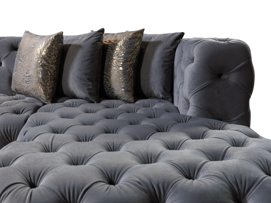Neva Gray Velvet Double Chaise Sectional – Luna Furniture
