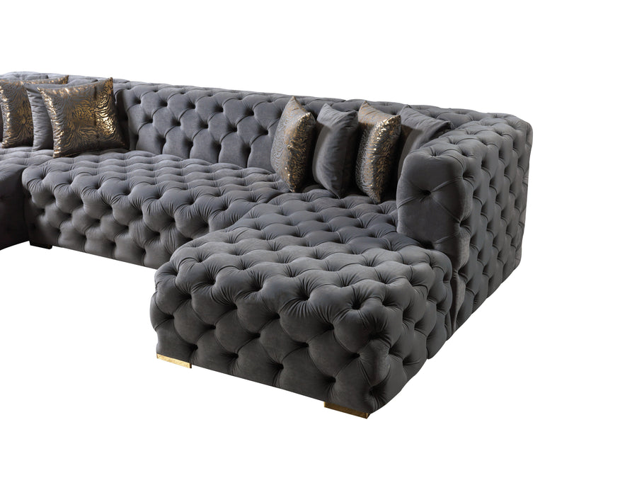 Neva Gray Velvet Double Chaise Sectional – Luna Furniture