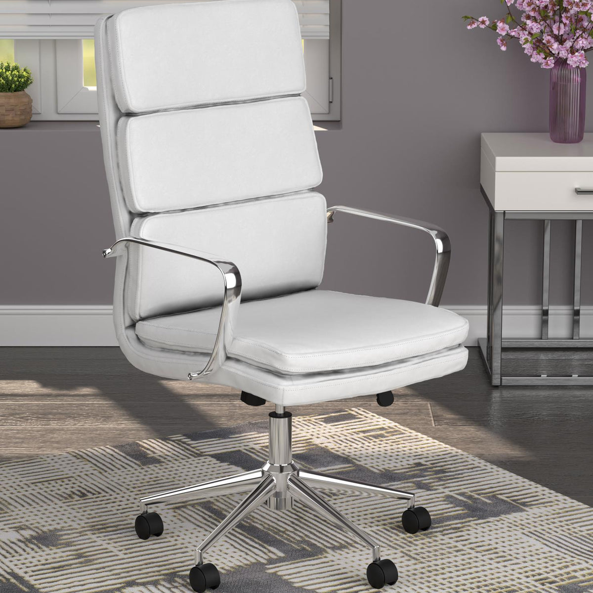 Ximena High Back Upholstered Office Chair White - Luna Furniture